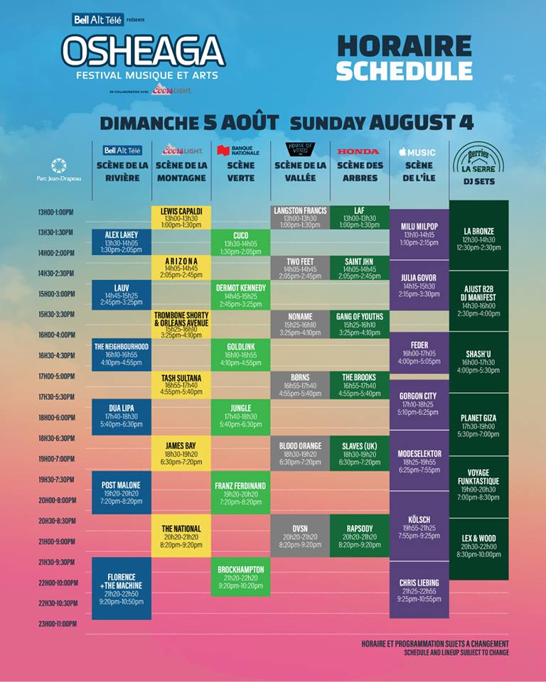Countdown to Osheaga: Official Schedule and After Party Release ...